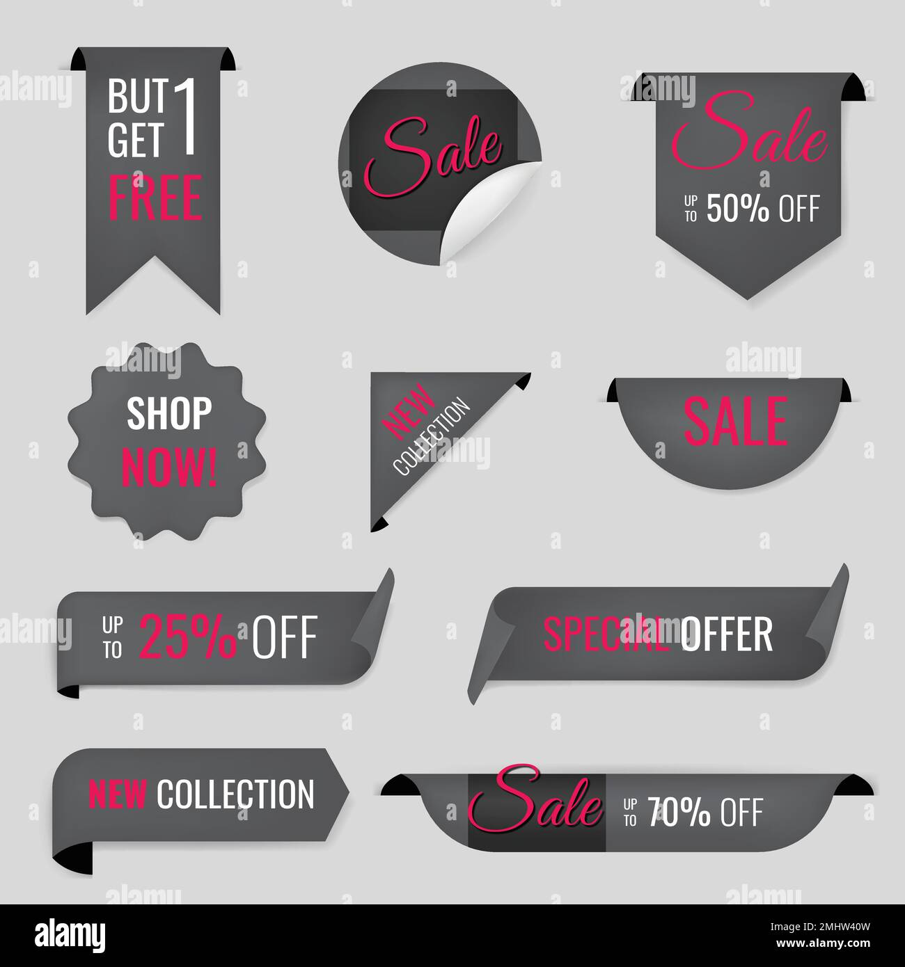 Sale banner sticker, blank vector shopping clipart set Stock Vector ...