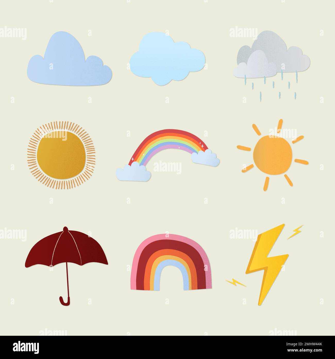 Cute weather sticker, colorful clipart vector set Stock Vector Image ...