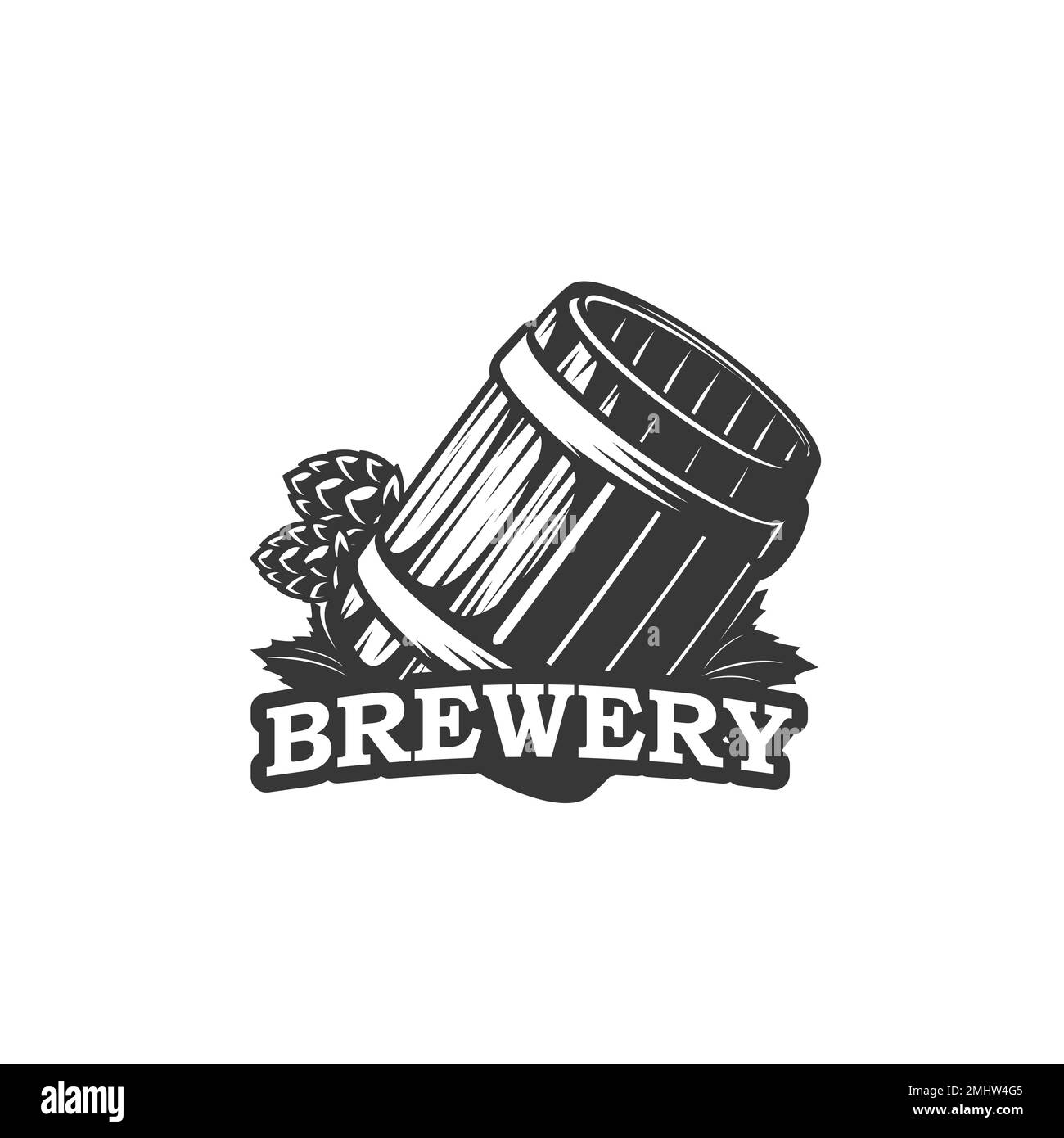 Beer brewery icon of barrel and hop, craft beer pub and bar vector ...