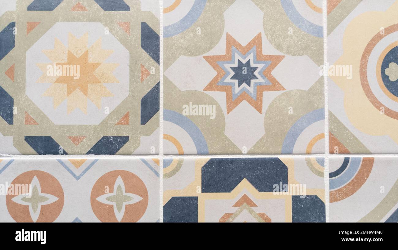 tiles square old abstract retro Azulejo patchwork mosaic floor ...