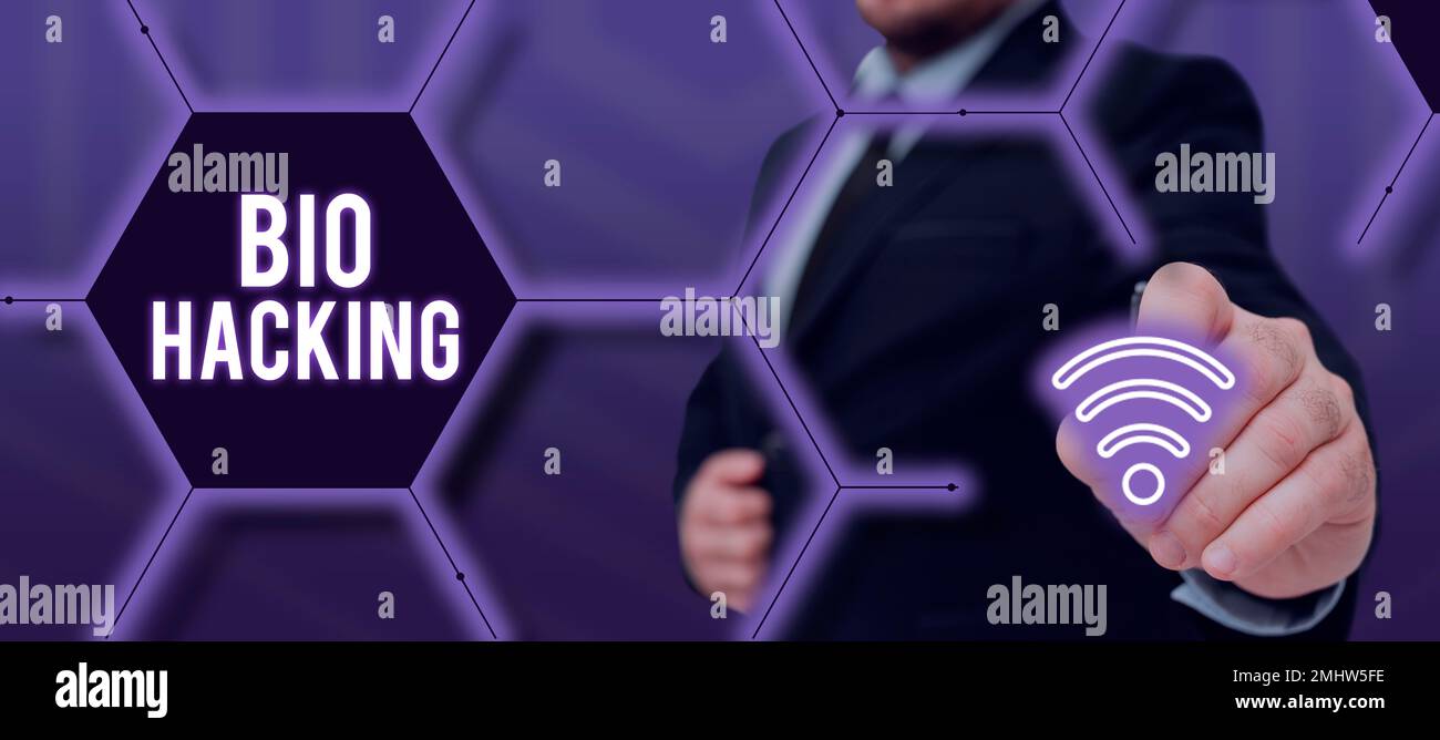 Conceptual caption Bio Hacking. Business concept exploiting genetic ...