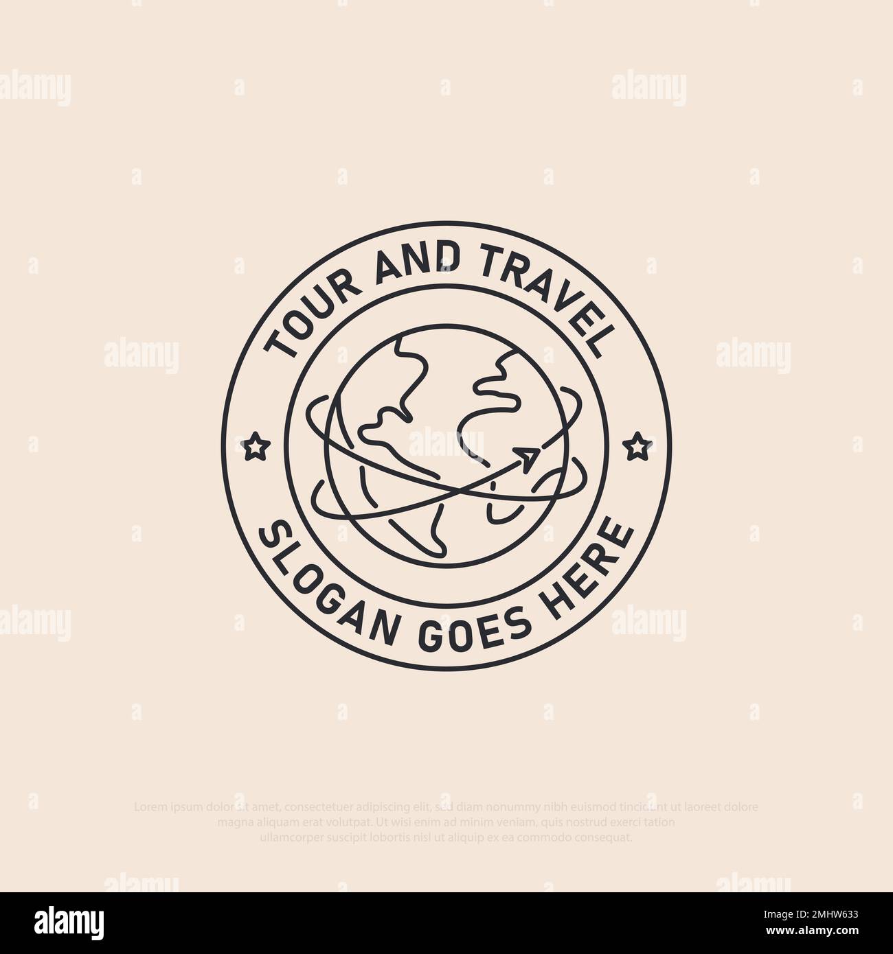 Global Tour and travel logo vector with line art style, best for travel ...