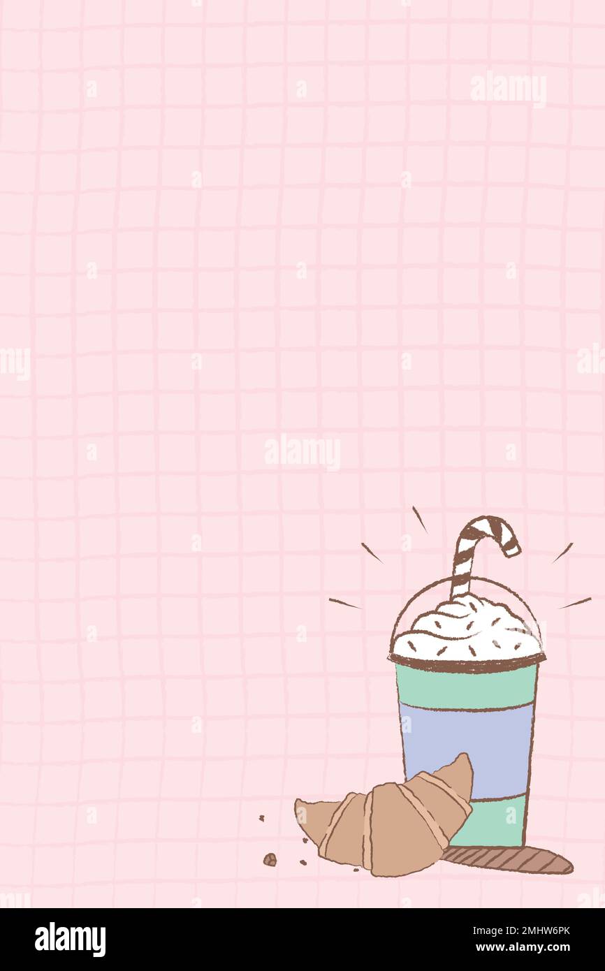 Cute cafe background, pink wallpaper vector Stock Vector Image & Art ...