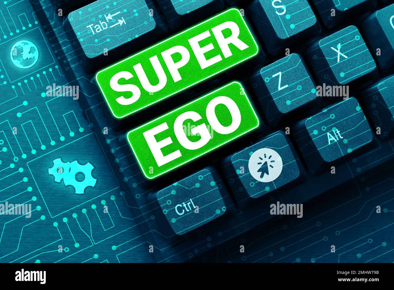 Text caption presenting Super Ego. Concept meaning The I or self of any ...