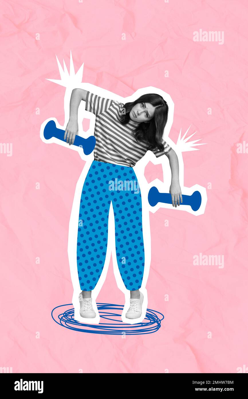 Creative photo 3d collage artwork poster postcard picture of exhausted ...