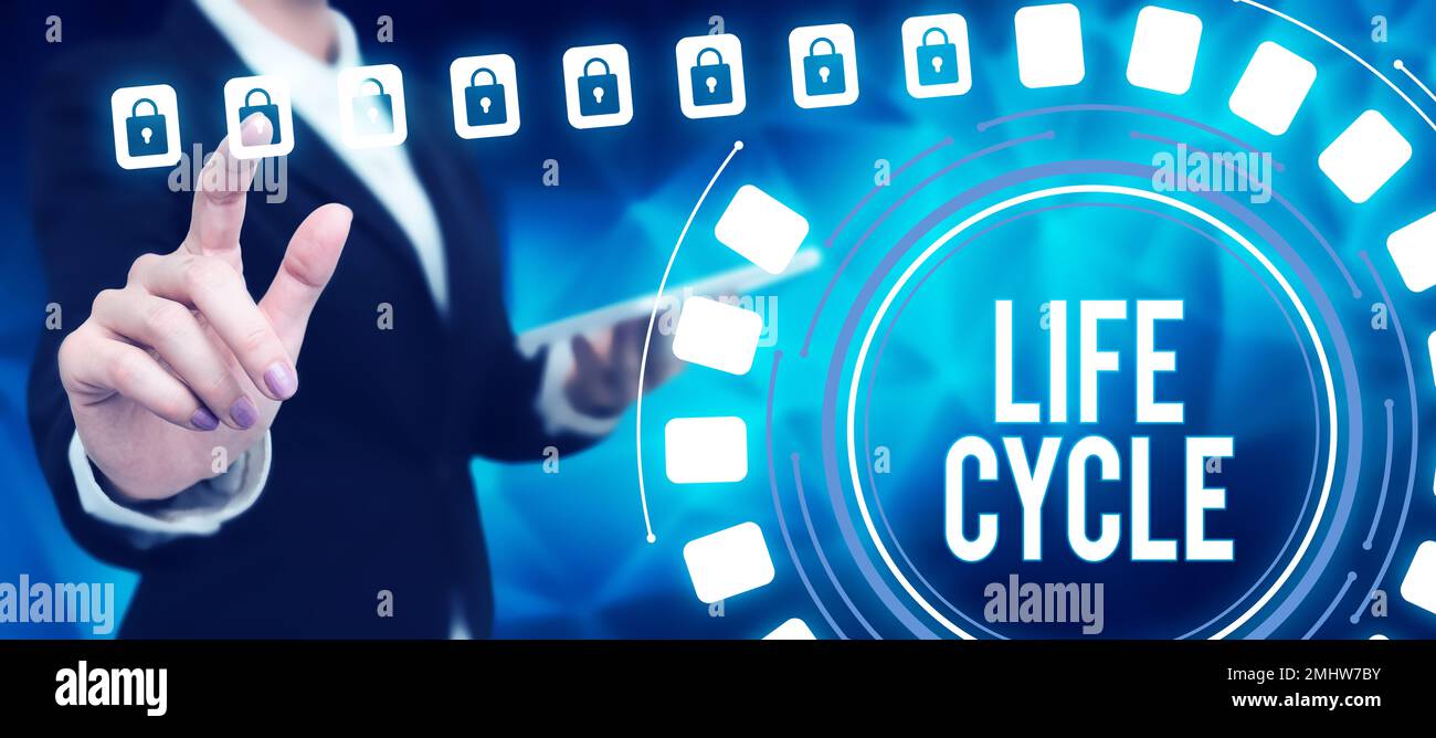 Writing displaying text Life Cycle. Internet Concept the series of ...