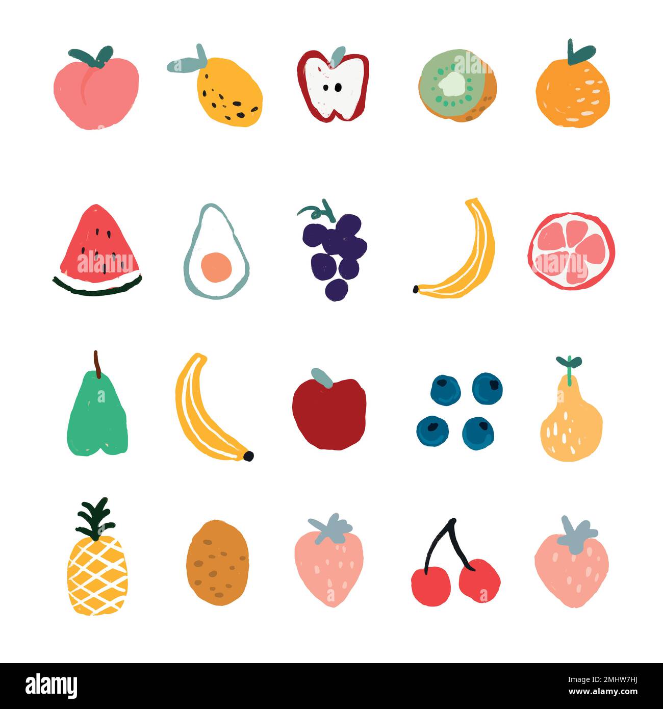 Hand drawn peach doodle Cut Out Stock Images & Pictures - Alamy