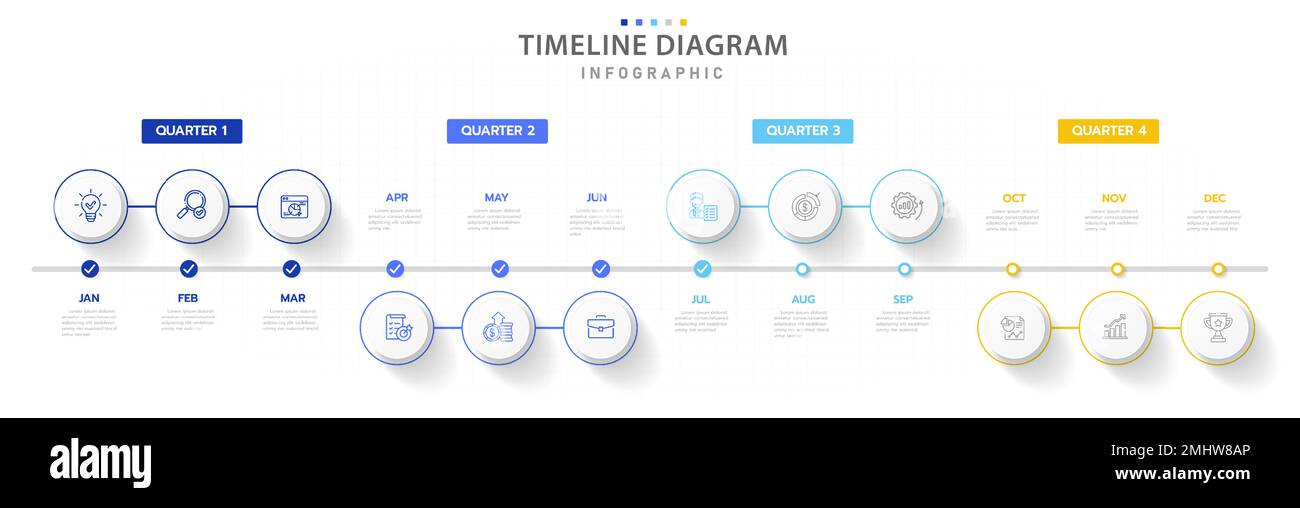 Infographic template for business. 12 Months Modern Timeline diagram ...