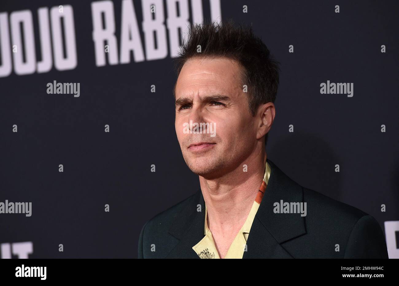 Sam Rockwell arrives at the Los Angeles premiere of "Jojo Rabbit" at ...