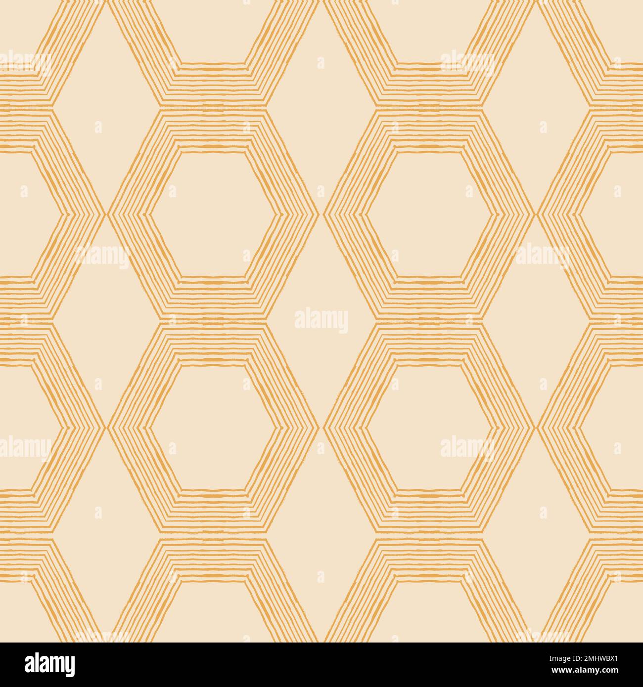 Hand-drawn hexagon golden seamless vector pattern texture for ...