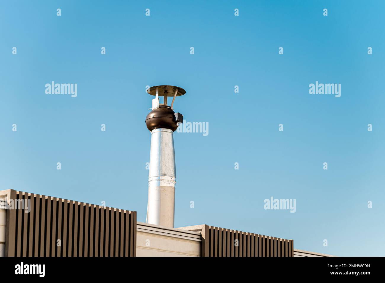 new generation fan chimney on the roof of a modern restaurant Stock ...