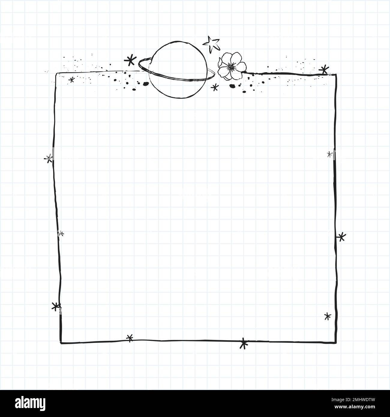 Galaxy decorated minimal line art frame vector Stock Vector Image & Art ...