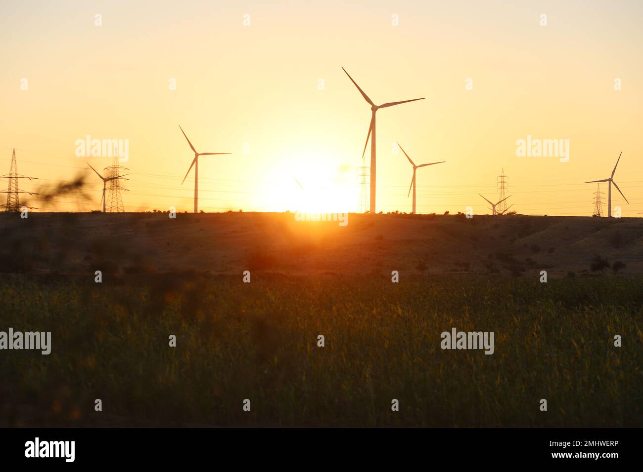 wind turbines with beautiful sunset sky, zorlu energy wind turbines ...
