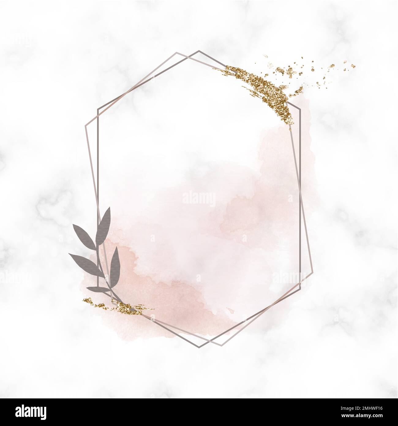 Golden glitter smudge on a hexagon frame vector Stock Vector Image ...