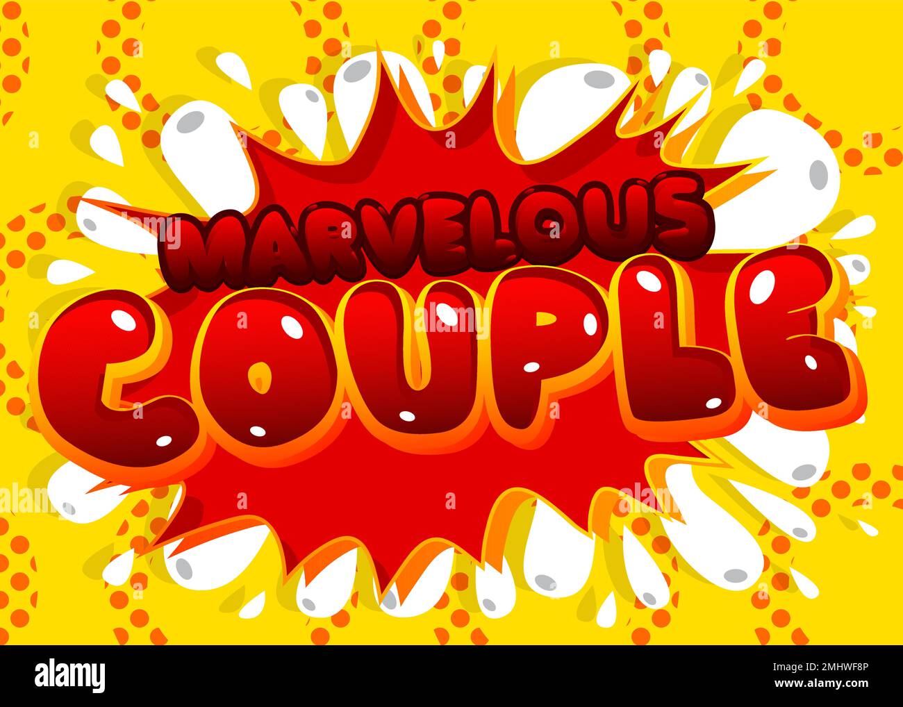 Marvelous Couple. Word written with Children's font in cartoon style ...