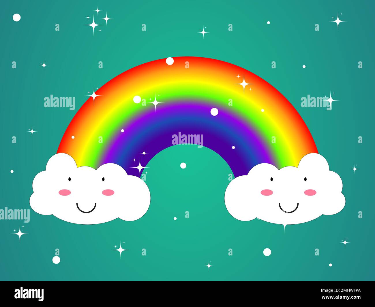 Colorful rainbow with clouds, backgrounds vector illustration Stock ...