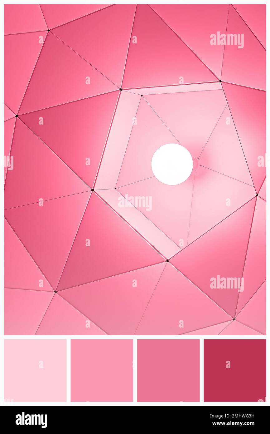 Collage with palette similar shades samples on abstract geometric ...