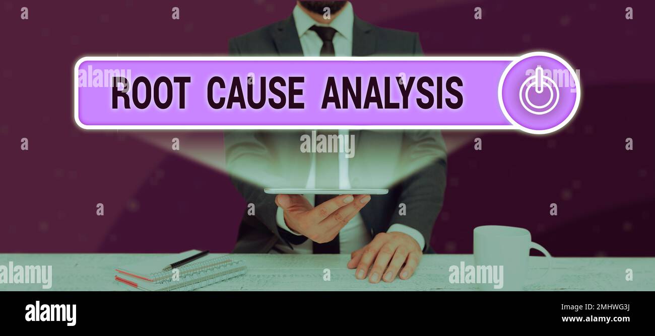 Text sign showing Root Cause Analysis. Business showcase Method of ...
