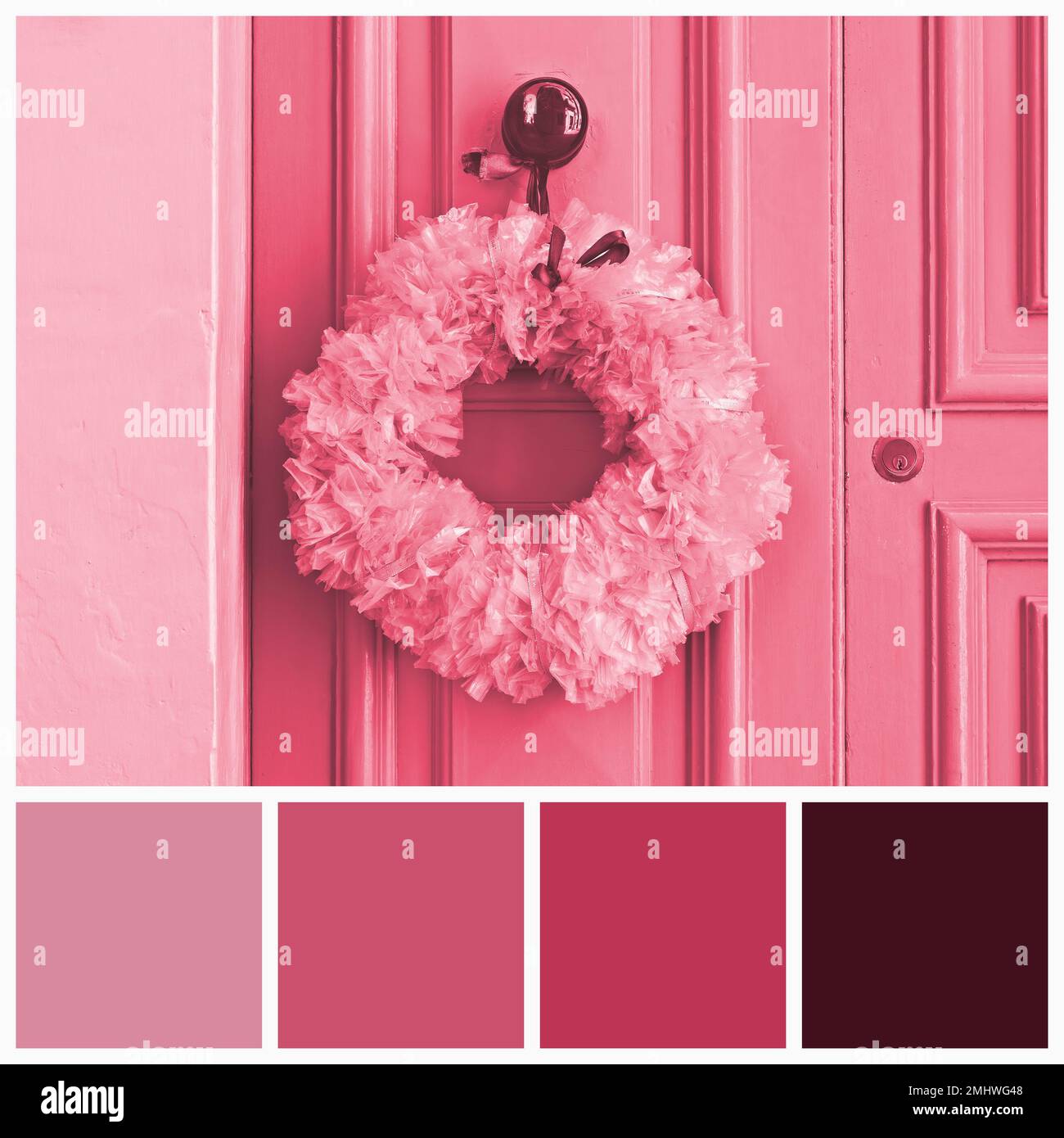 Viva Magenta Color Of Year 2023 Collage With Palette Similar Shades