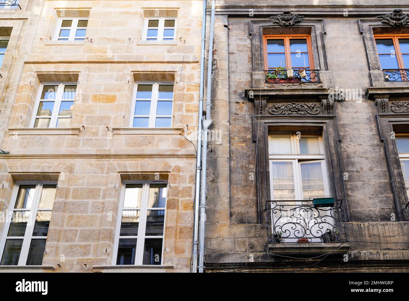 Before and After cleaning building stones facades with difference of ...