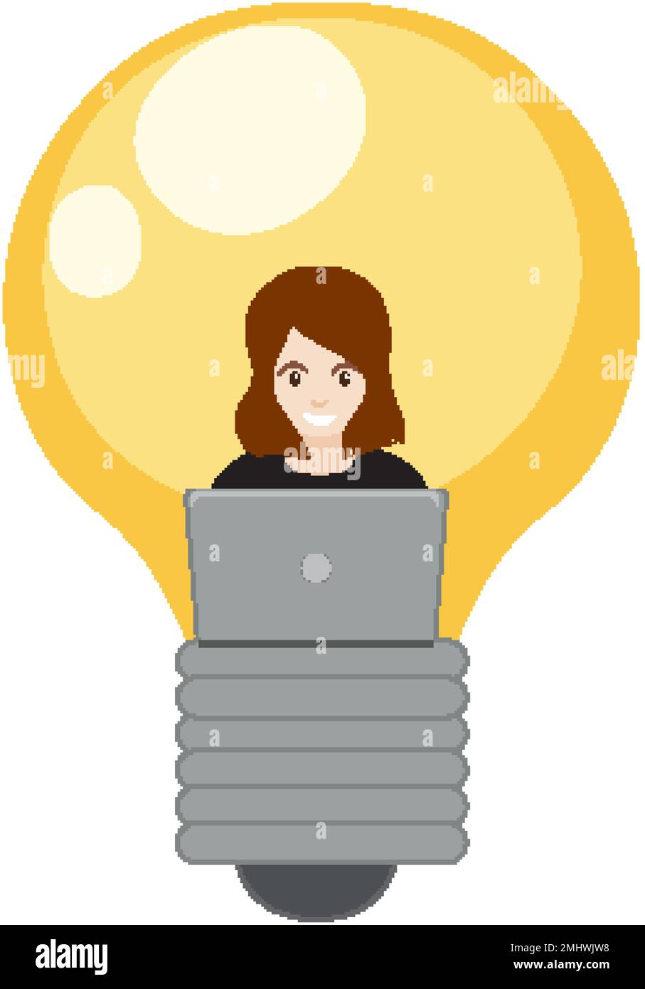 Light bulb with a woman working illustration Stock Vector Image & Art ...