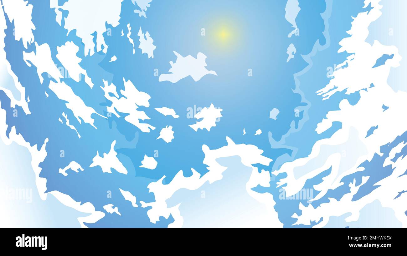 Cartoon sky with random clouds vector background illustration sky ...
