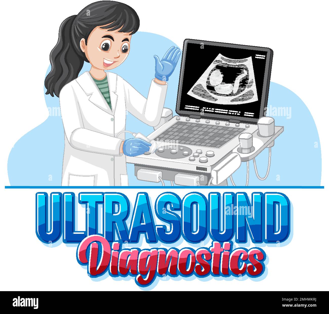 Doctor using ultrasound scanning machine illustration Stock Vector ...