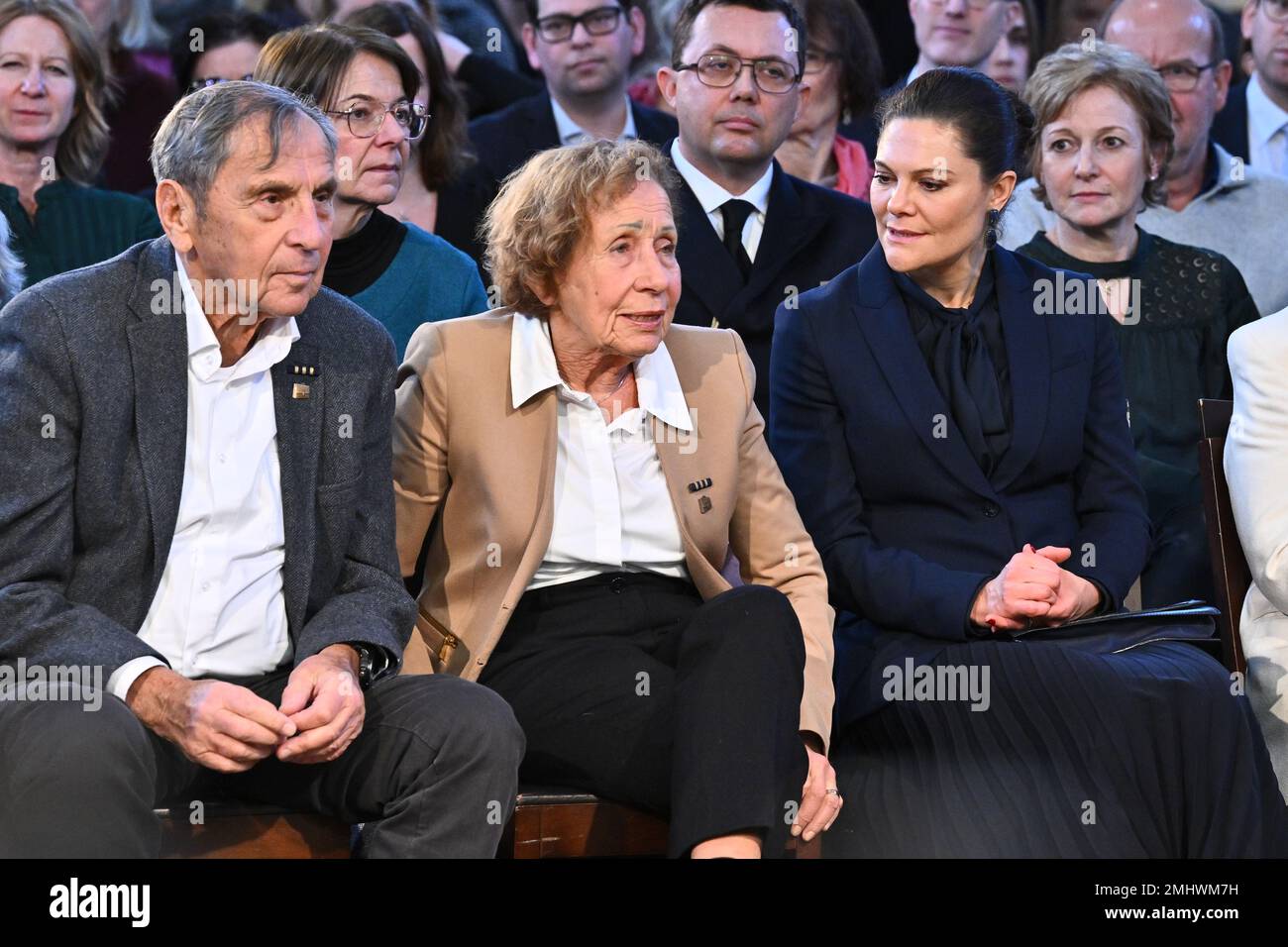 Crown Princess Victoria with Jovan Rajs, Dina Rajs at a memorial ...