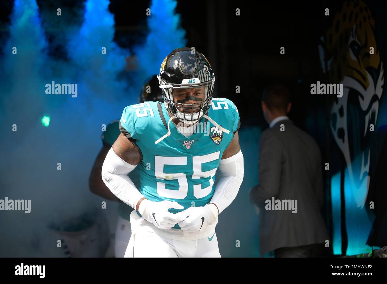Jacksonville Jaguars defensive end Lerentee McCray (55) enters the ...
