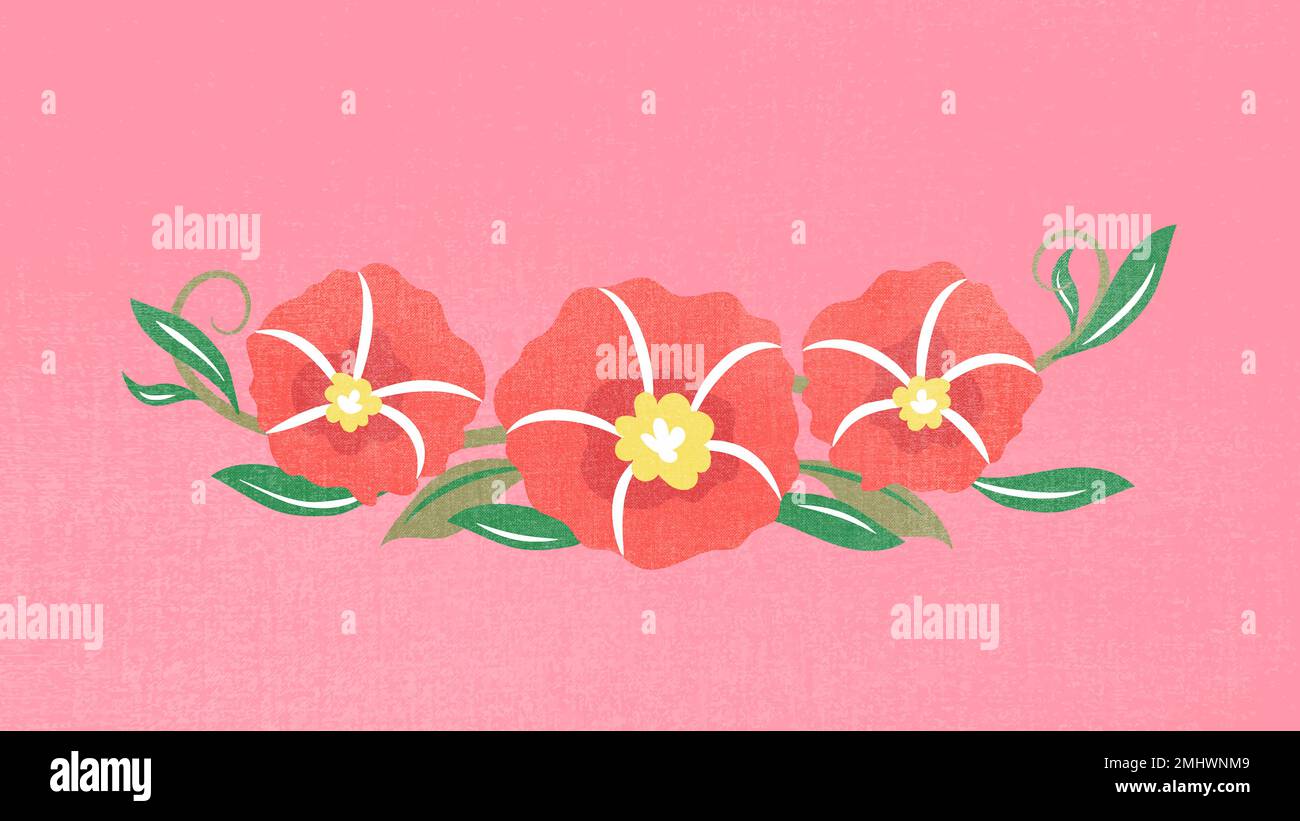 Flower divider, pink flat design sticker vector illustration Stock ...