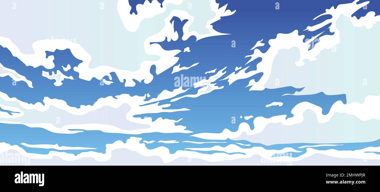 Cartoon sky with random clouds vector background illustration sky ...