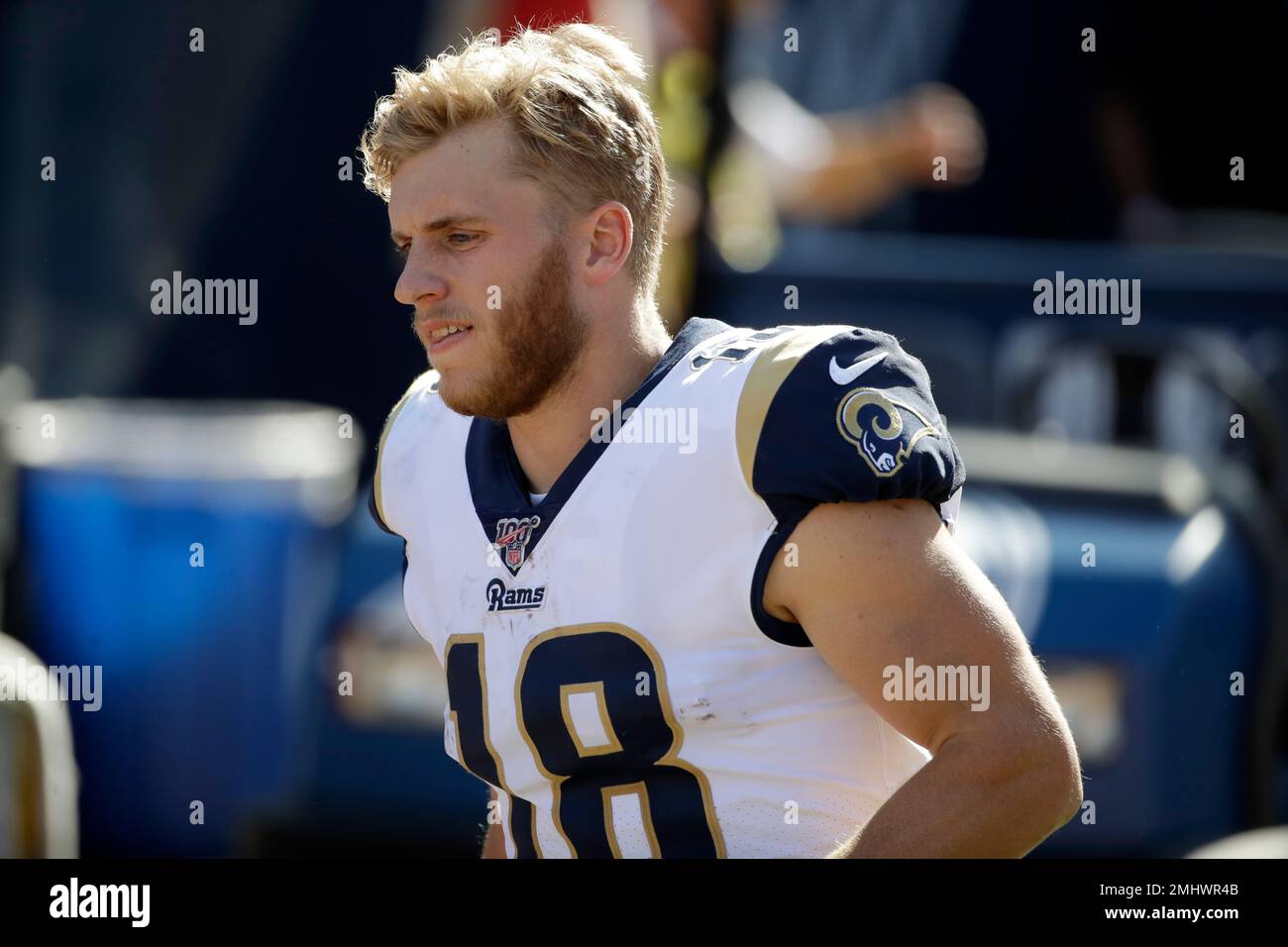 Los Angeles Rams wide receiver Cooper Kupp runs onto the field to begin ...