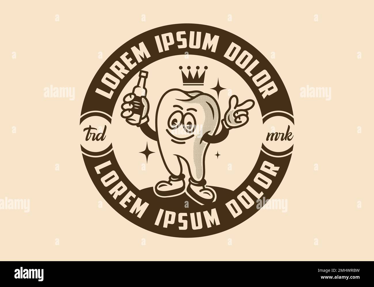 An illustration badge design of a tooth mascot character Stock Vector ...