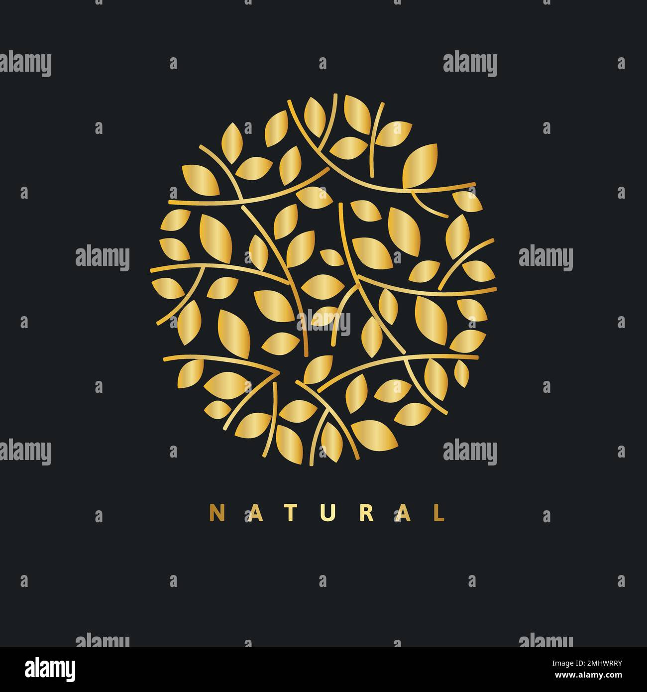 Gold spa logo template, aesthetic health and wellness business branding ...