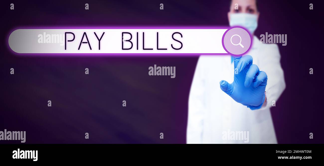Conceptual caption Pay Bills. Business idea list of expenses to be paid ...