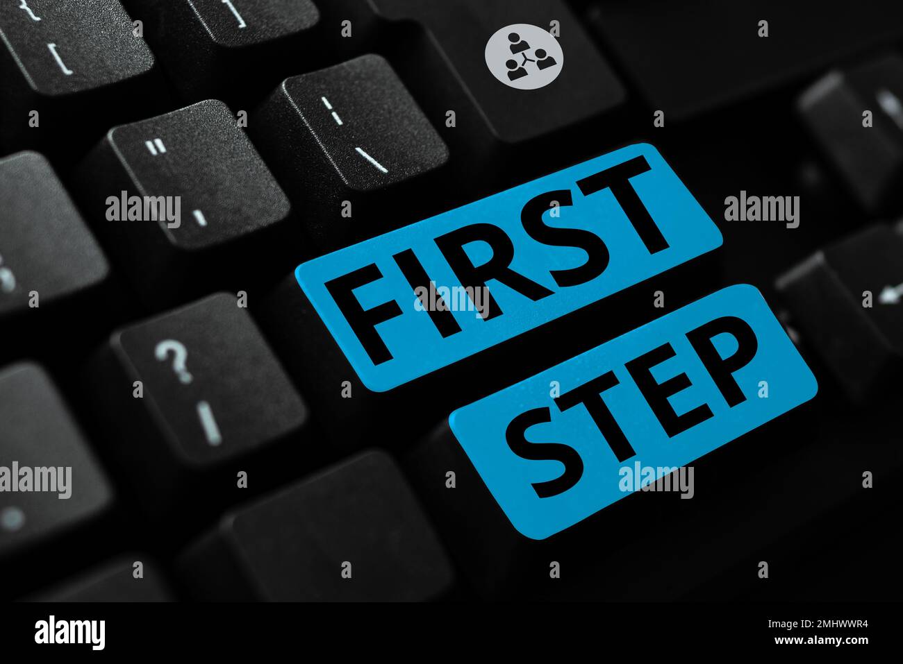Text caption presenting First Step. Business approach Pertaining to the ...