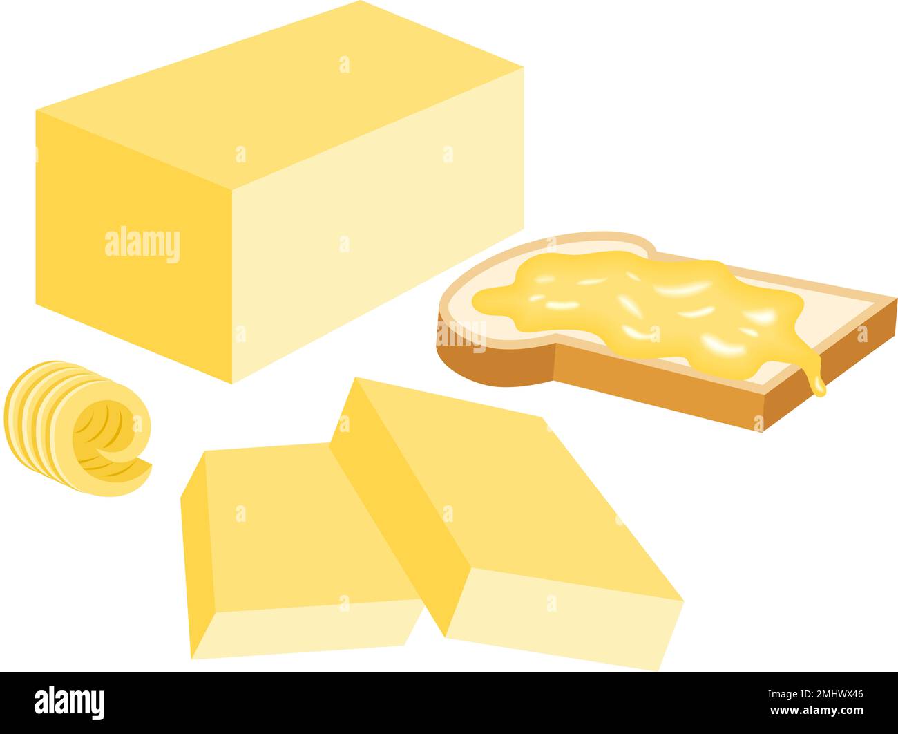 Set of butter and bread slice Stock Photo - Alamy