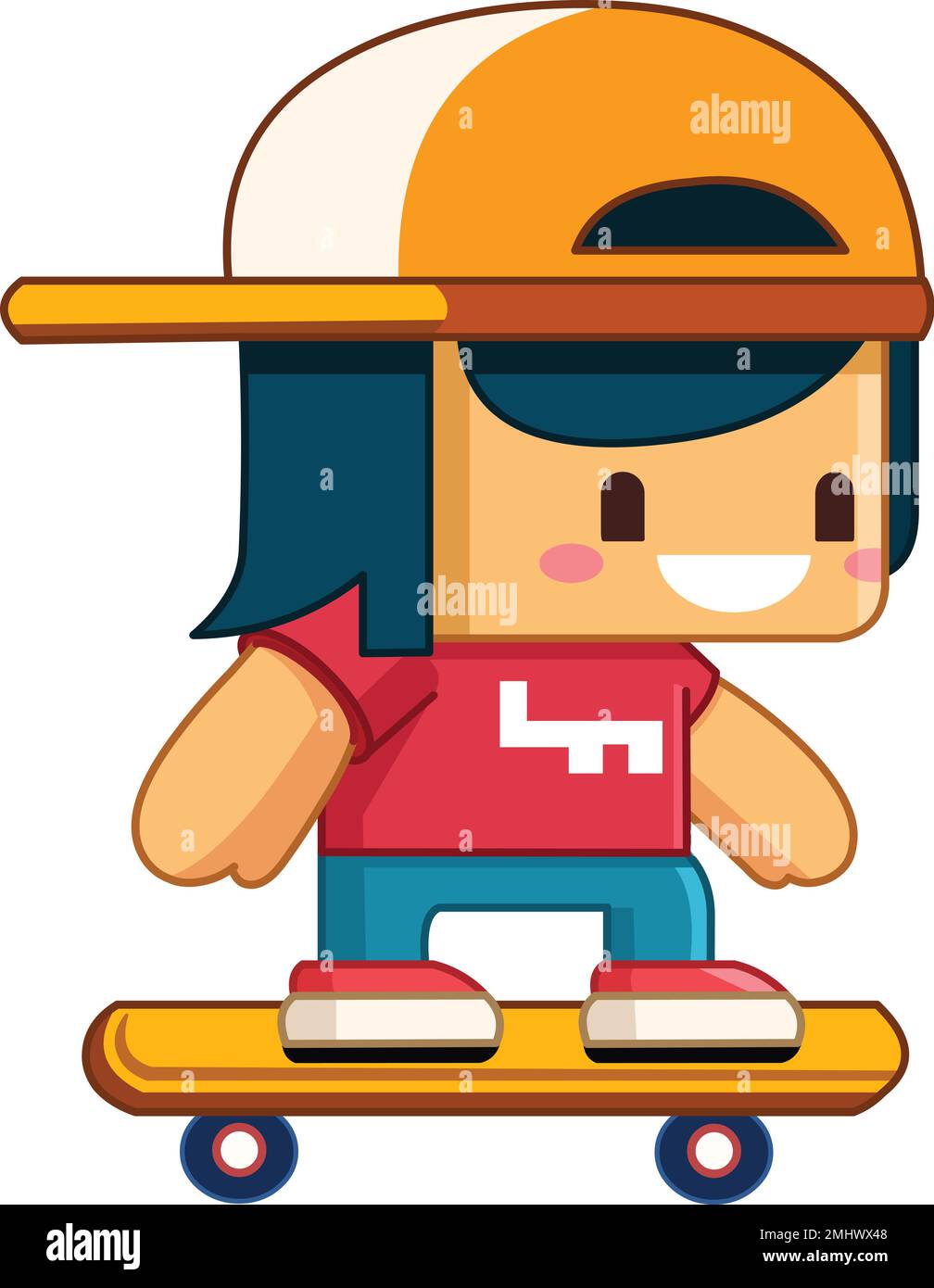 Smiling kid riding a skateboard icon Stock Vector Image & Art - Alamy