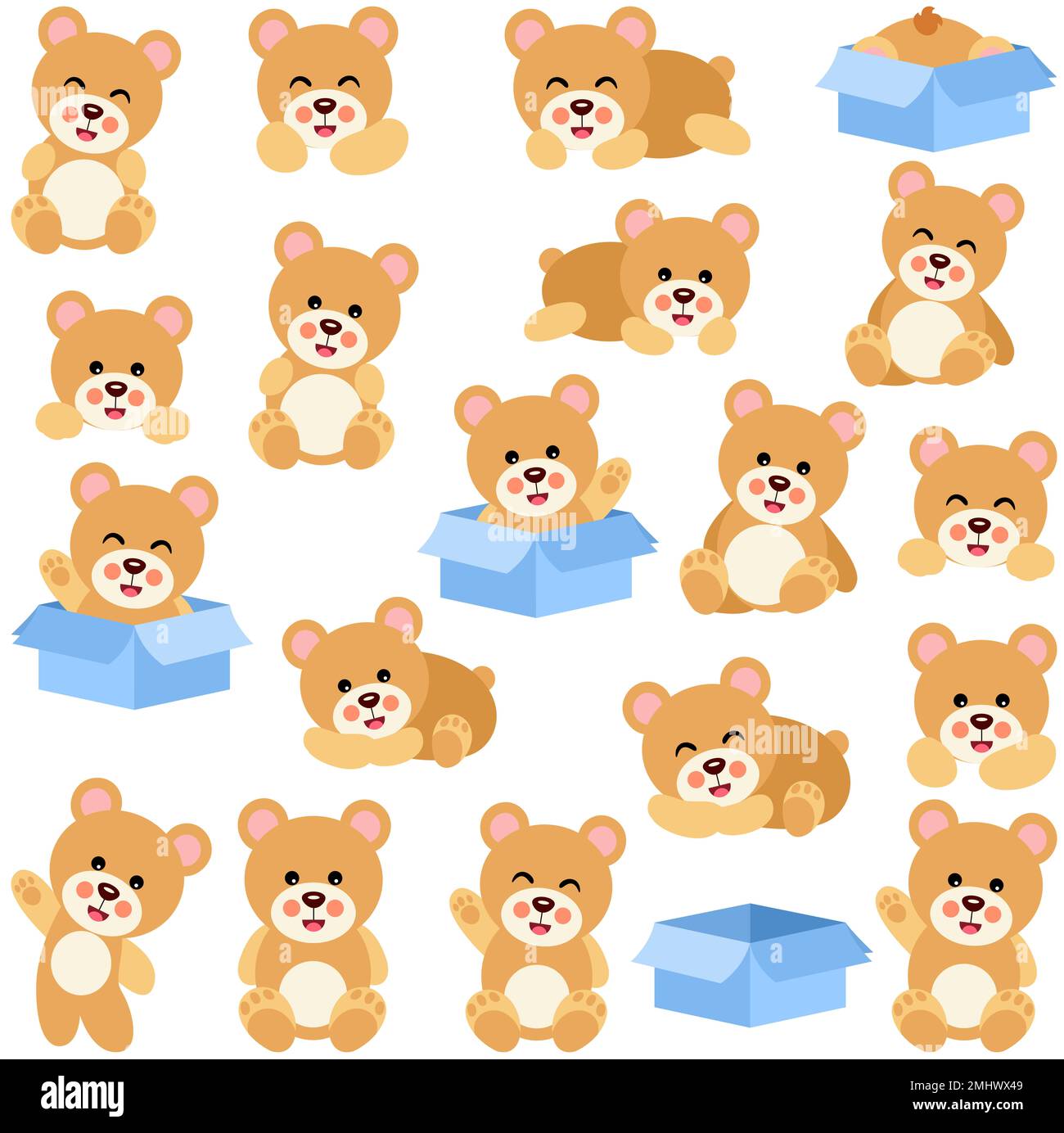 Set of digital elements with cute baby teddy bear Stock Photo - Alamy