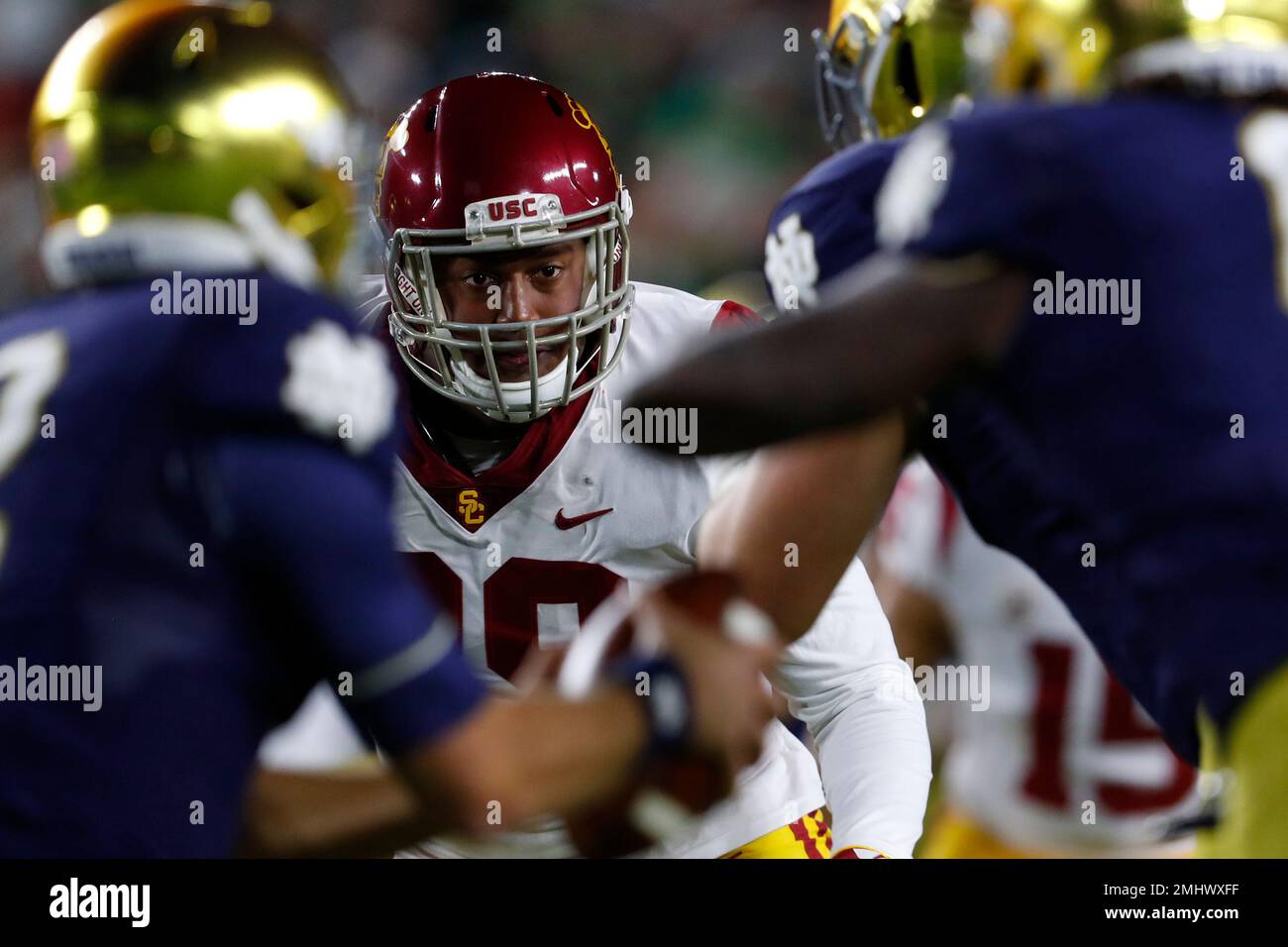 Southern California defensive lineman Christian Rector plays against ...