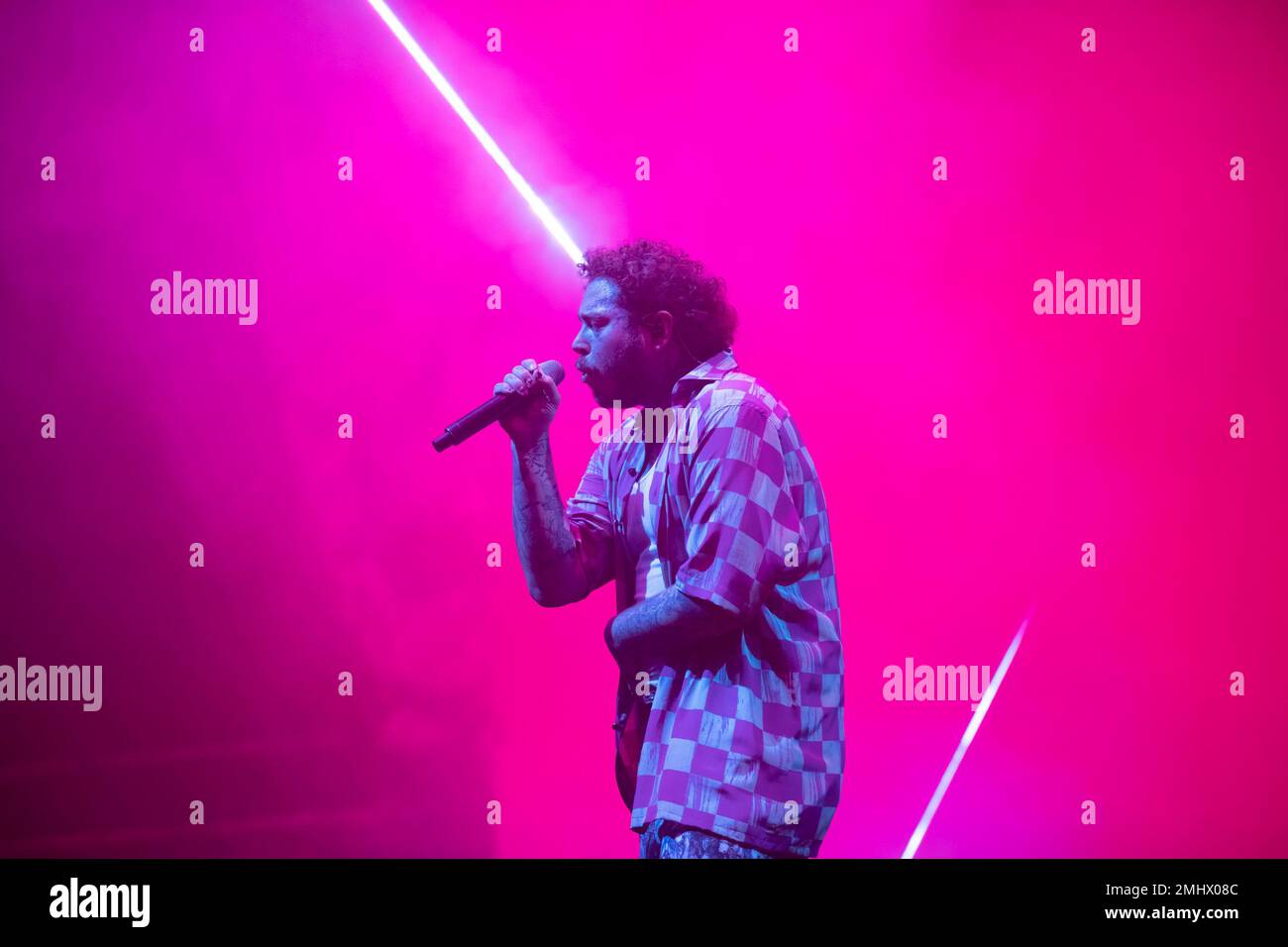 Post Malone performs on stage at the Capitol One arena on Saturday, Oct ...