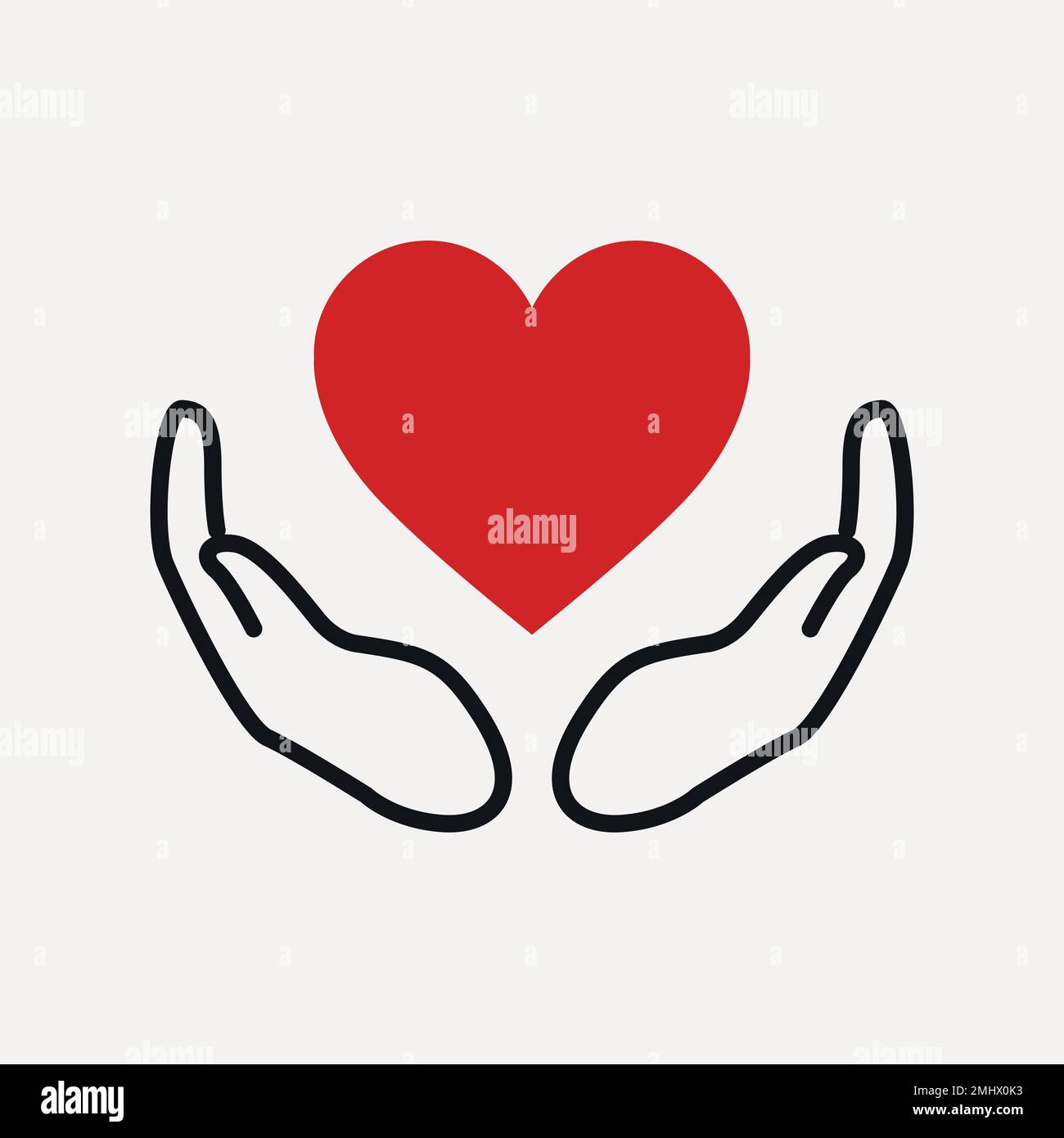 Charity logo, hands supporting heart icon flat design vector ...