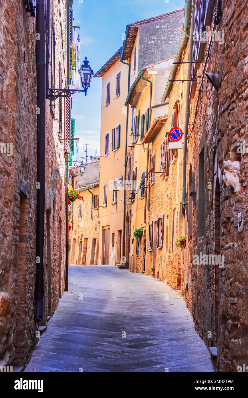 Volterra, Tuscany. Panoramic view of medieval hilltop Tuscan town with ...