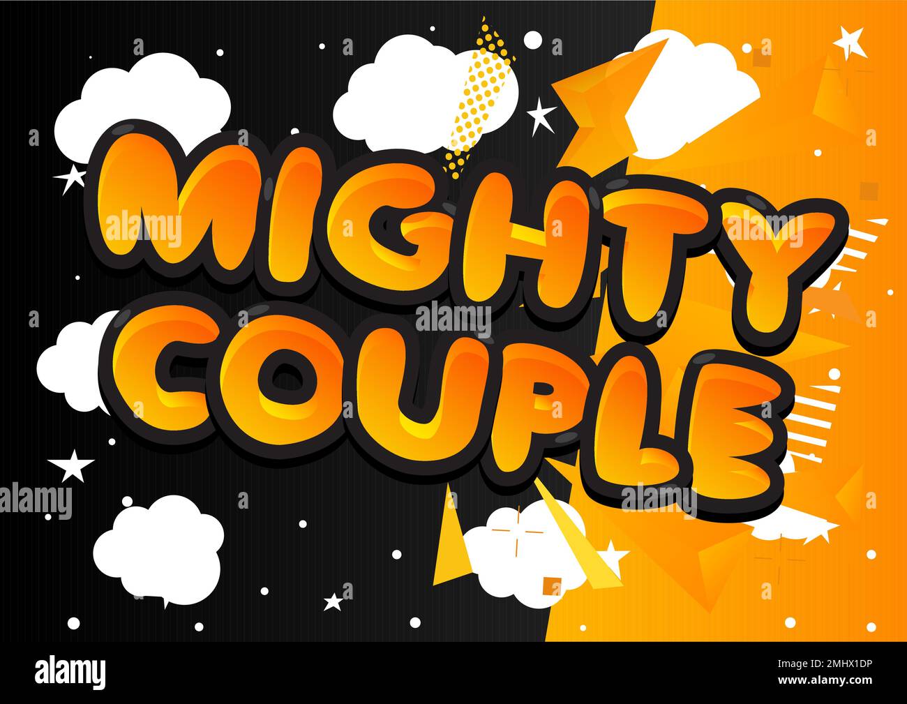 Mighty Couple. Word written with Children's font in cartoon style Stock ...