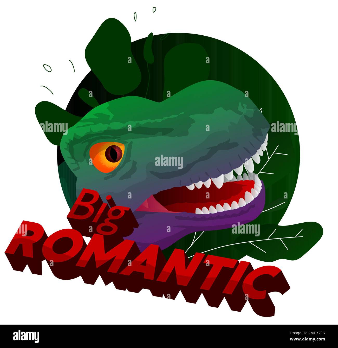 Dinosaur with speech bubble saying Big Romantic word. Tyrannosaurus Rex ...