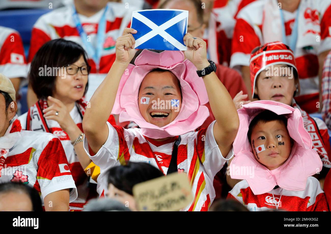 Japanese fans wait for the start of the Rugby World Cup Pool A game at ...