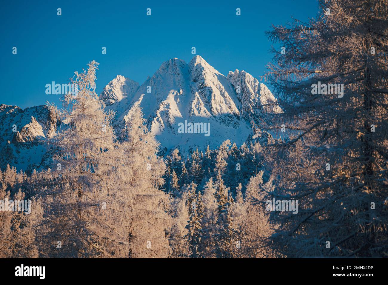 Awe-Inspiring View of Snowy Mountain Peaks in Winter Stock Photo - Alamy