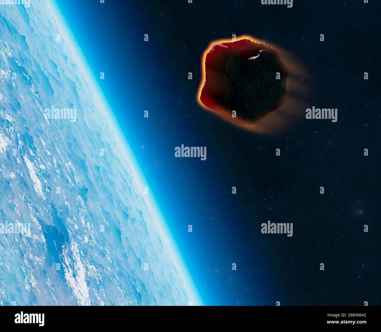 Meteorite approaching Earth, collision course. Asteroid. Possible ...