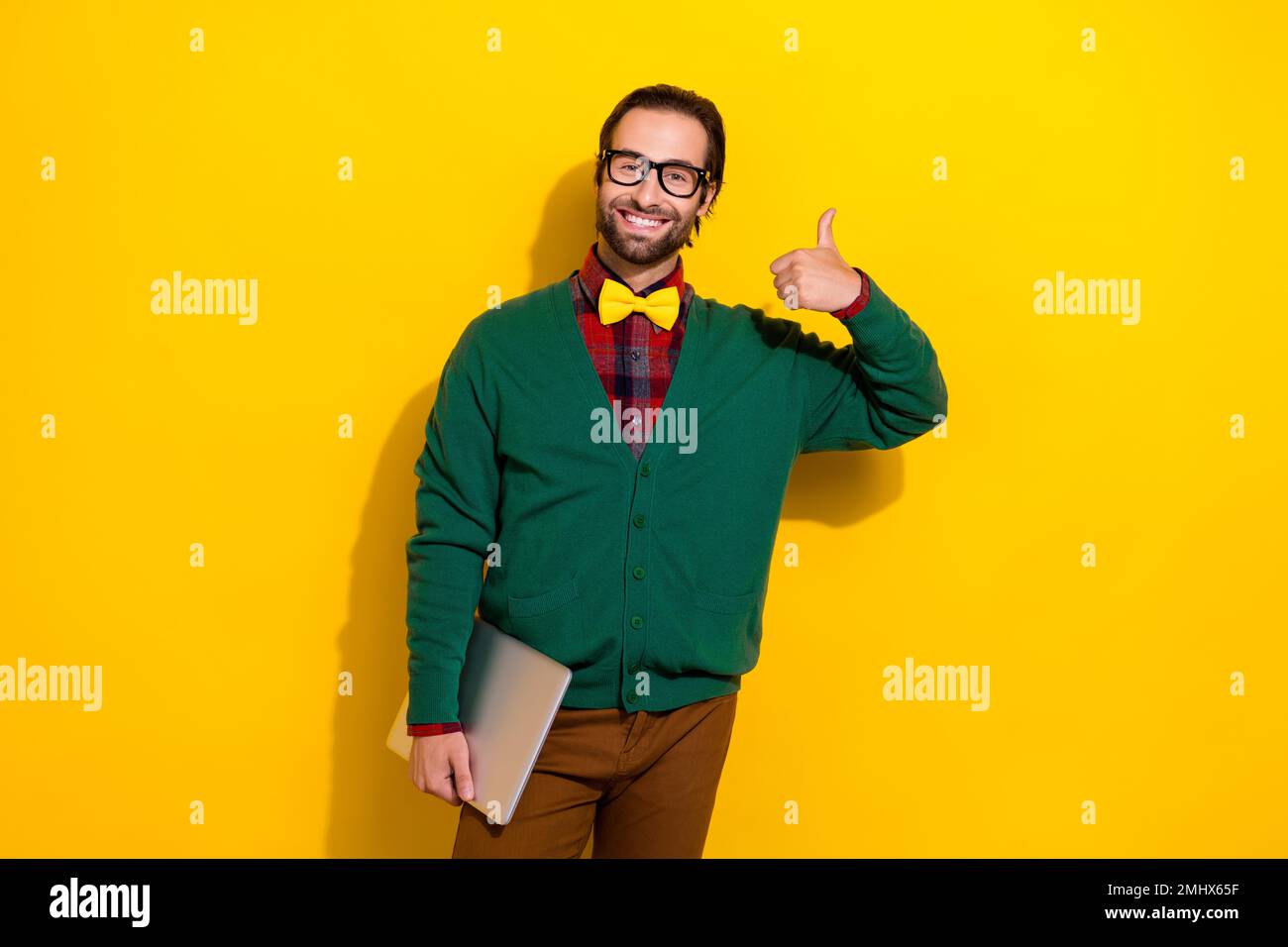 Photo of young it developer handsome guy experienced computer user ...