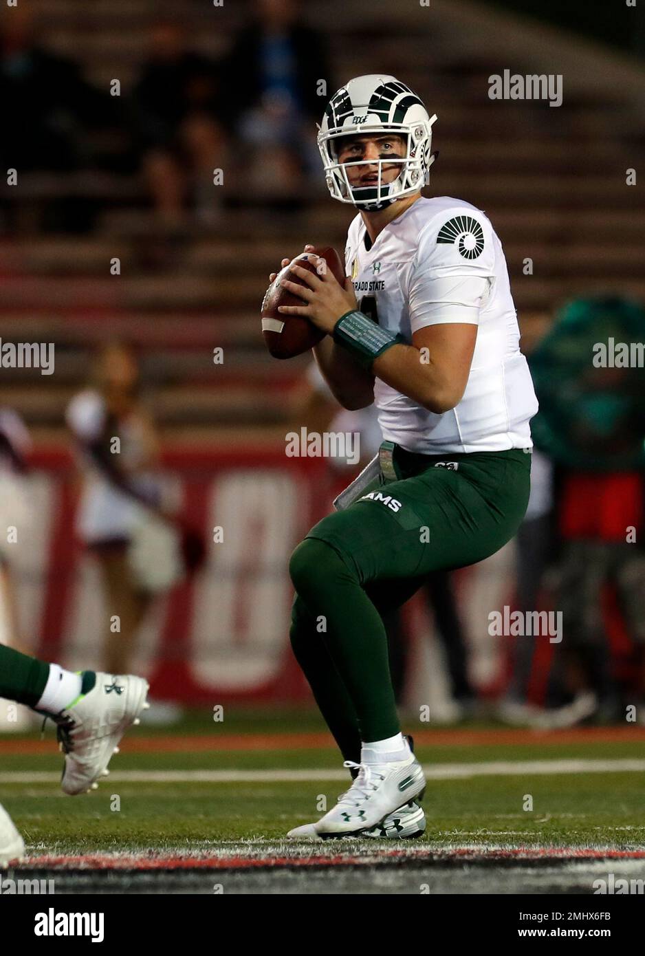 Colorado State quarterback Patrick O'Brien looks to throw a pass during ...